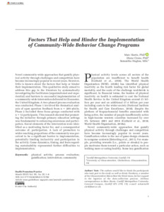 Factors That Help and Hinder the Implementation of Community-Wide ...