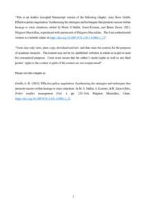 Effective Police Negotiation: Synthesising the Strategies and ...
