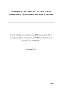 The Adoption of UAE’s Vision 2021 and Vision 2071 into Strategic Plans ...