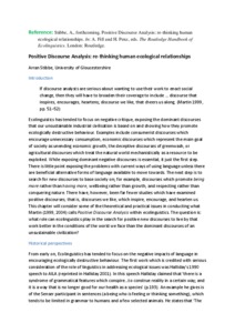 Positive Discourse Analysis: re-thinking human ecological relationships ...