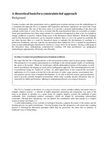 The Constraints-Led Approach: Principles for Sports Coaching and ...